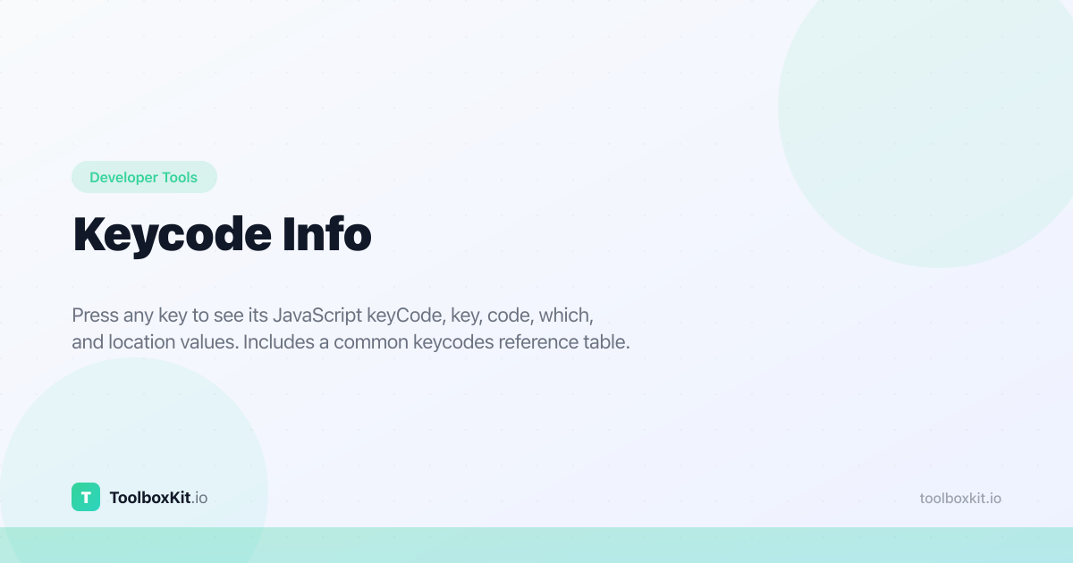JavaScript Keycode Finder - Instant Key Detection - ToolboxKit